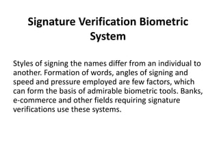 Biometric systems last1 | PPTX