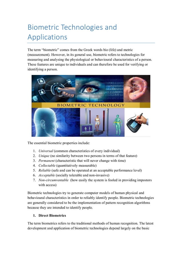 Biometric technologies and applications | PDF