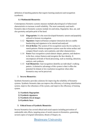 Biometric technologies and applications | PDF