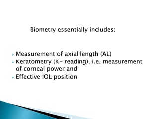 Clinical discussion on Biometry for IOL power calculation | PPTX