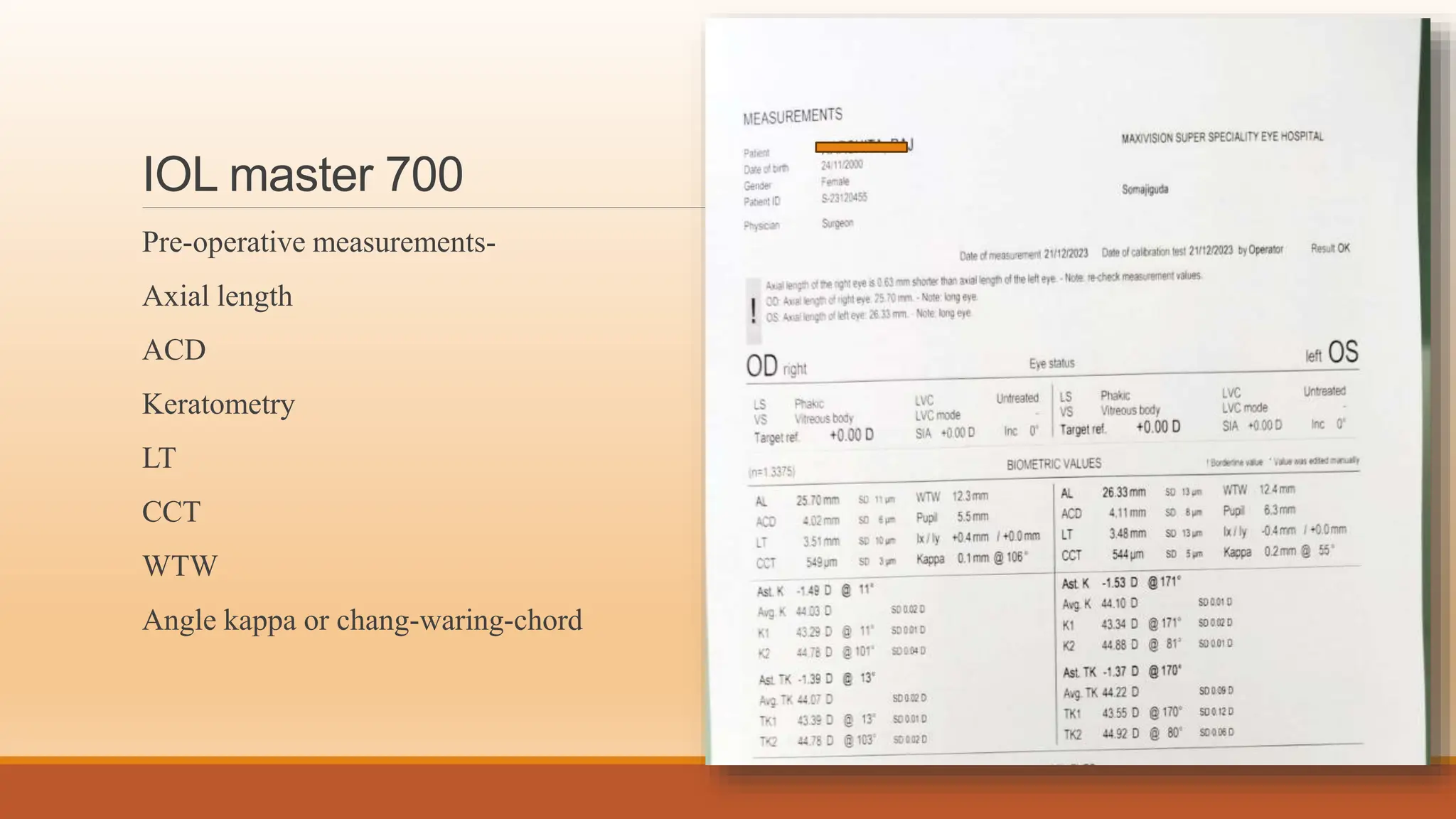 Ocular Biometry- IOL calculation methods | PPTX | Eye and Vision ...