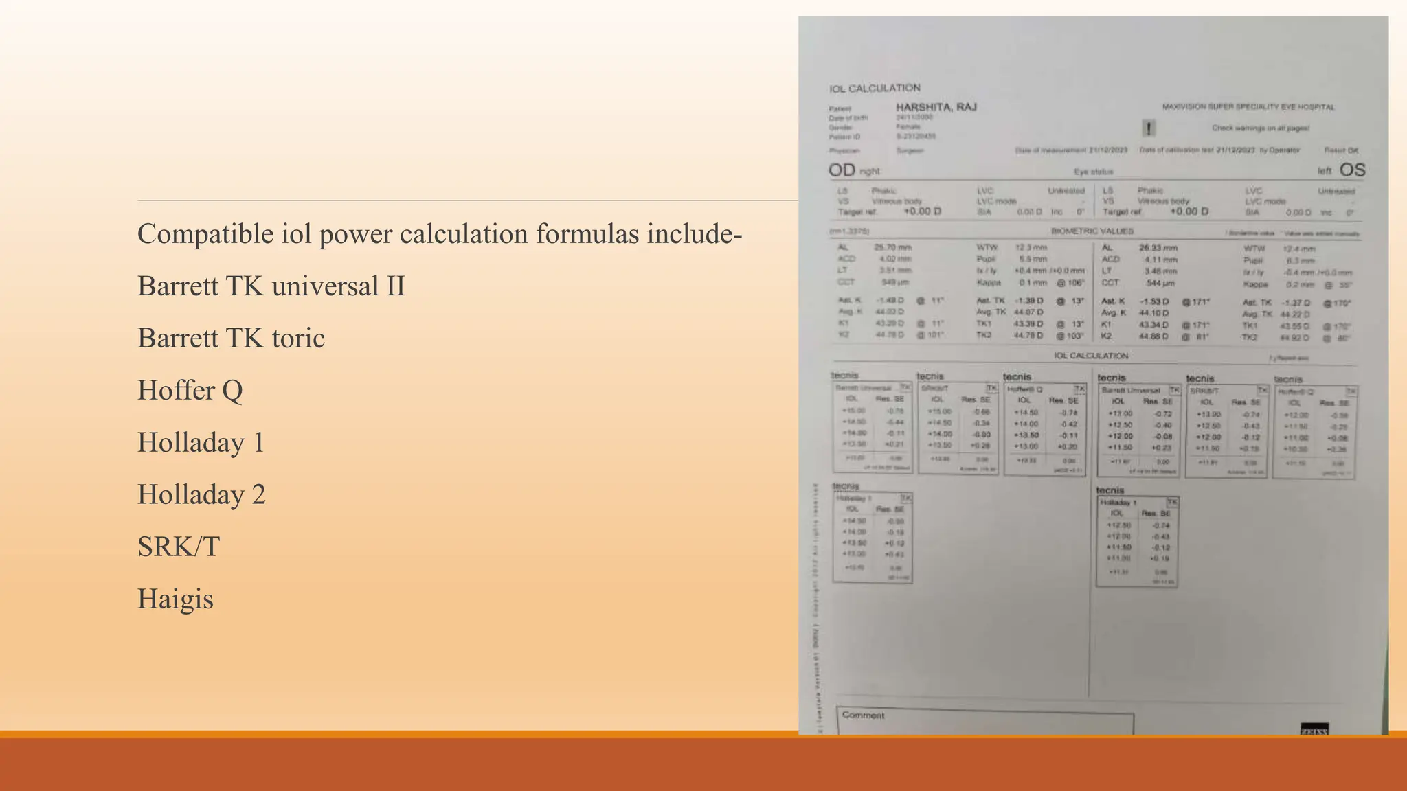 Ocular Biometry- IOL calculation methods | PPTX