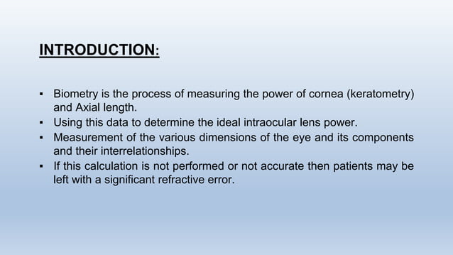 Biometry explanation and the used formulas.pptx | Eye and Vision ...