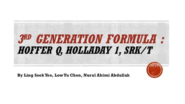 Biometry IOL Calculation for Undergraduates and Postgraduates | PPT