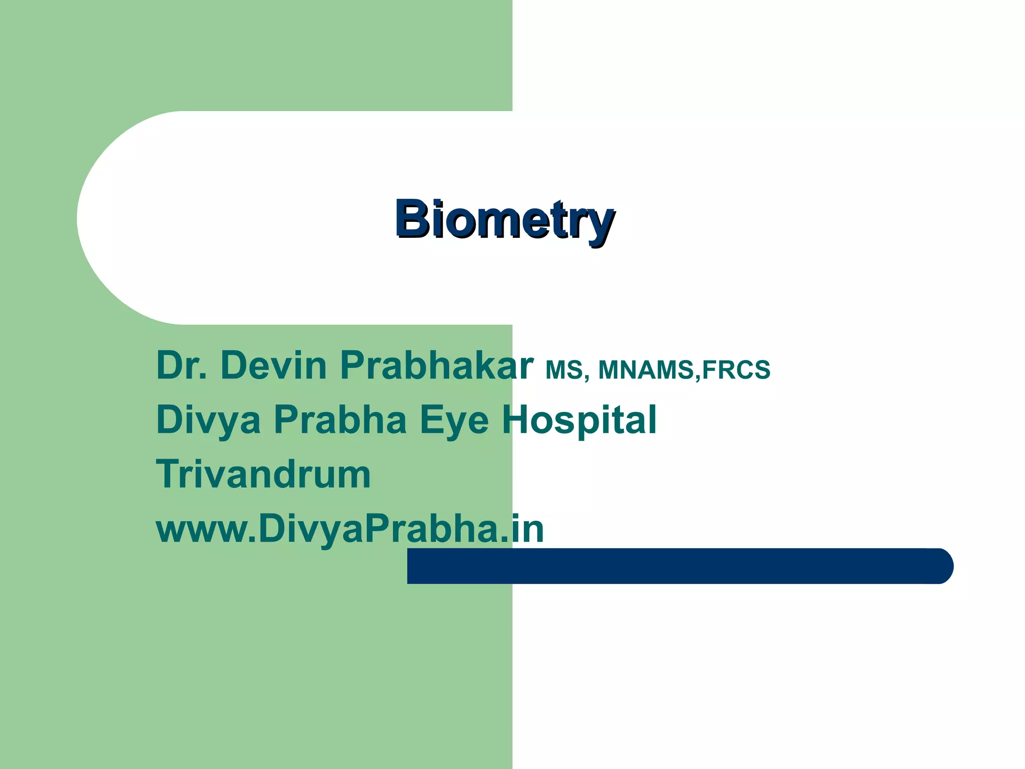 Biometry for Cataract | PPT