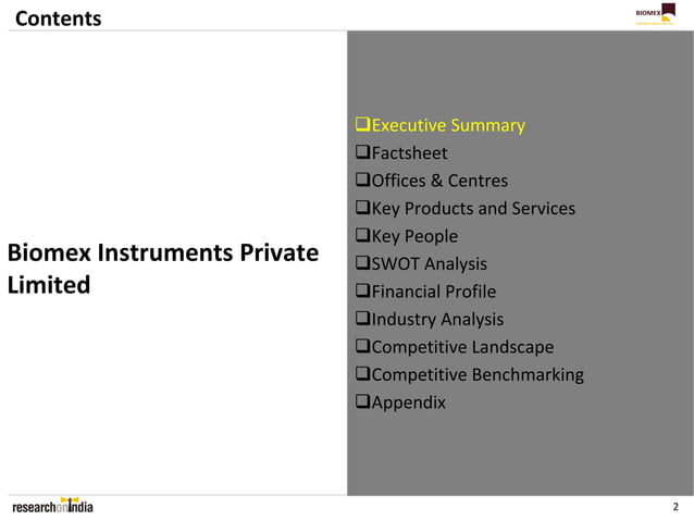 \Biomex Instruments : Company Profile | PPT