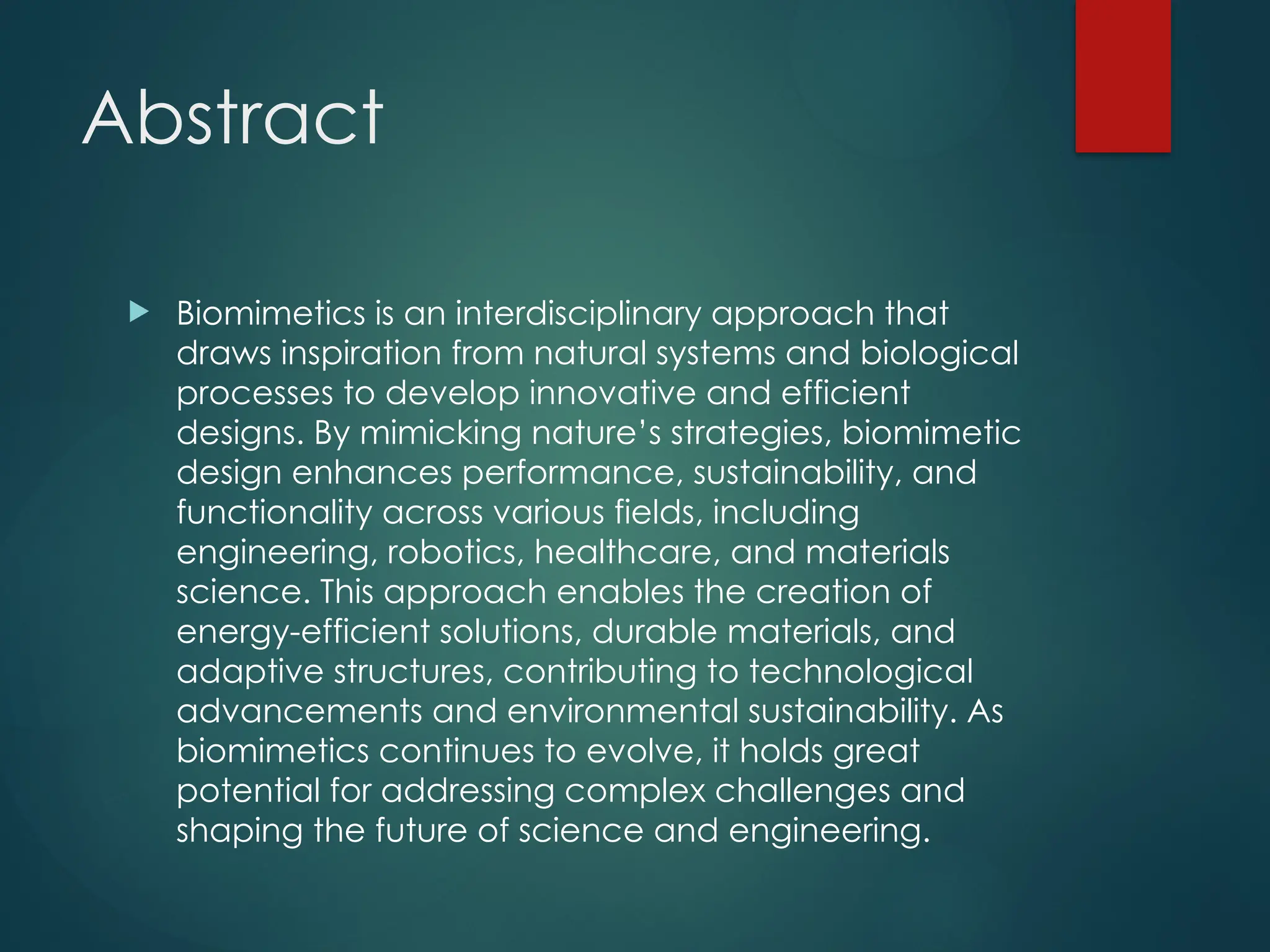 Biomimetic Design in Mechanical Systems ppt | PPTX