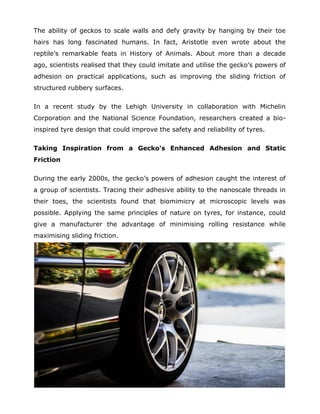 Biomimetics on the Road: Scientists Create Tyre Design with Unique ...