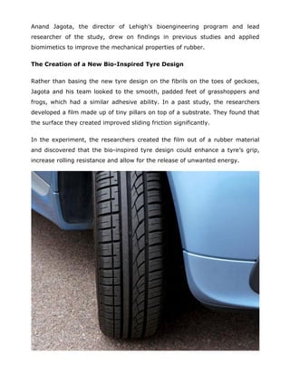 Biomimetics on the Road: Scientists Create Tyre Design with Unique ...