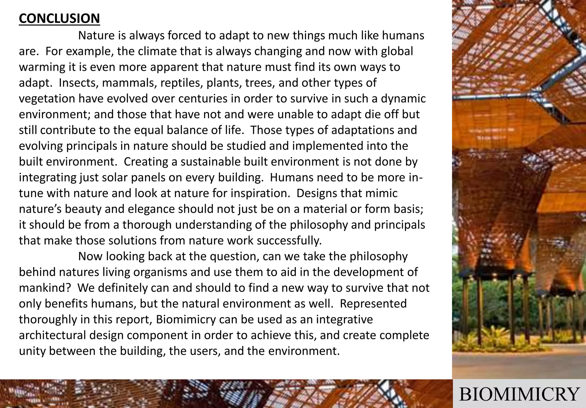 Biomimicry : source of architecture innovation | PPTX
