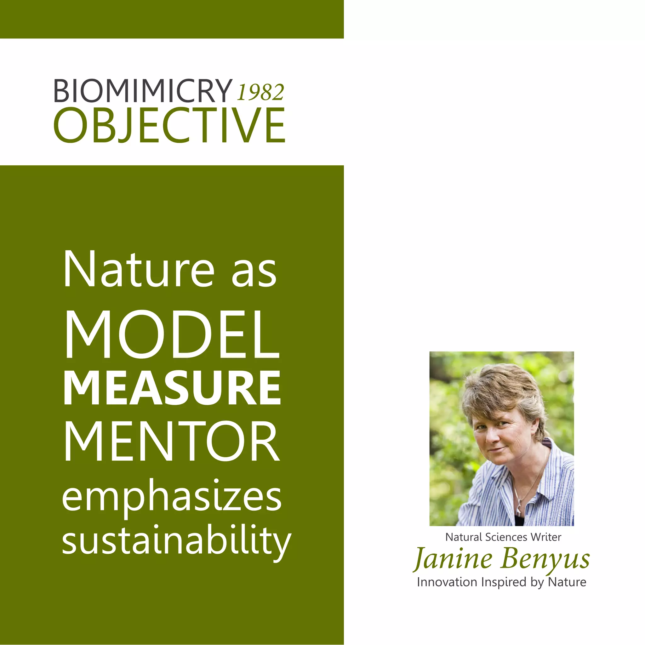 Biomimicry - Nature as Model, Measure, Mentor emphasizes sustainability ...