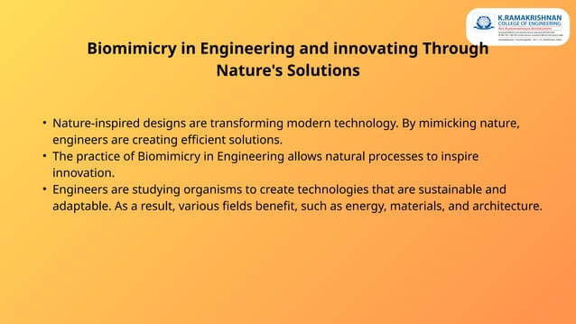 Biomimicry in Engineering and Nature-Inspired Innovation | PPTX