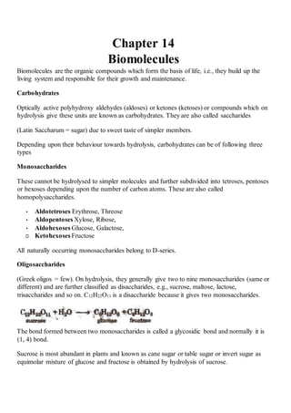Biomolecules - Class XII notes | DOCX