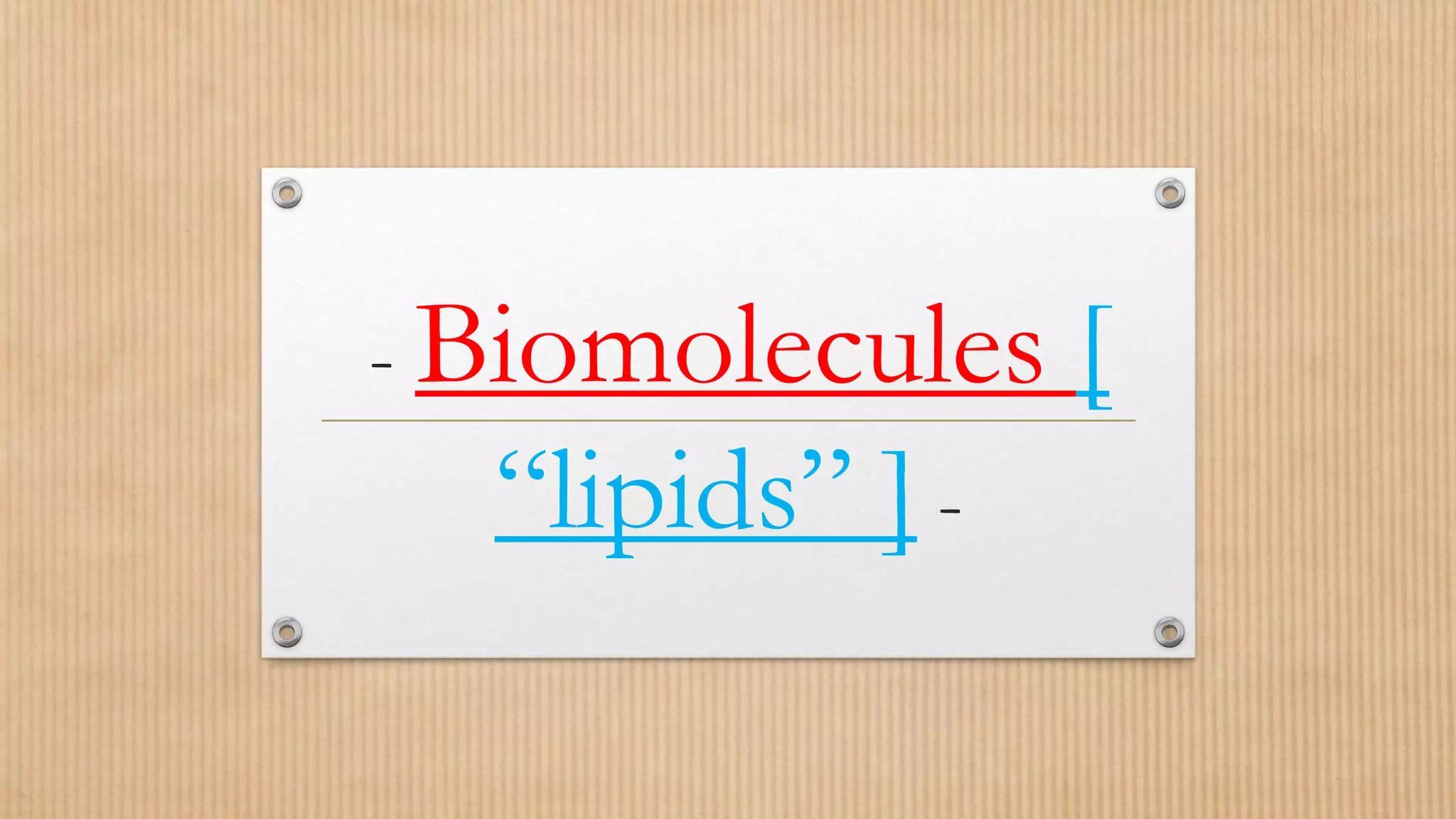 Biomolecules - Lipids & Classification - Biochemistry (203T) | PDF