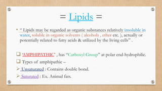 Biomolecules - Lipids & Classification - Biochemistry (203T) | PDF