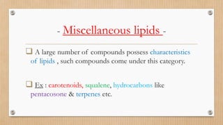 Biomolecules - Lipids & Classification - Biochemistry (203T) | PDF