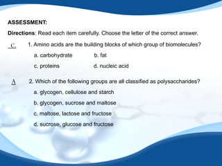 BIOMOLECULES (proteins, fats, carbohydrates | PPTX