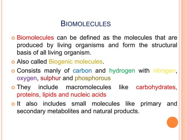 Biomolecules carbohydrates, lipids, nucleic acid | PPTX