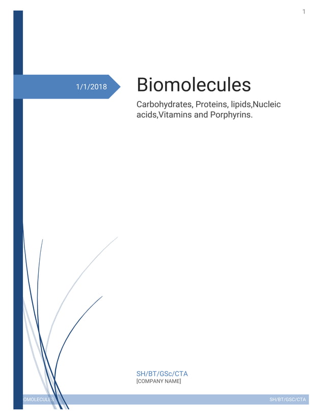 Biomolecules lecture notes | PDF