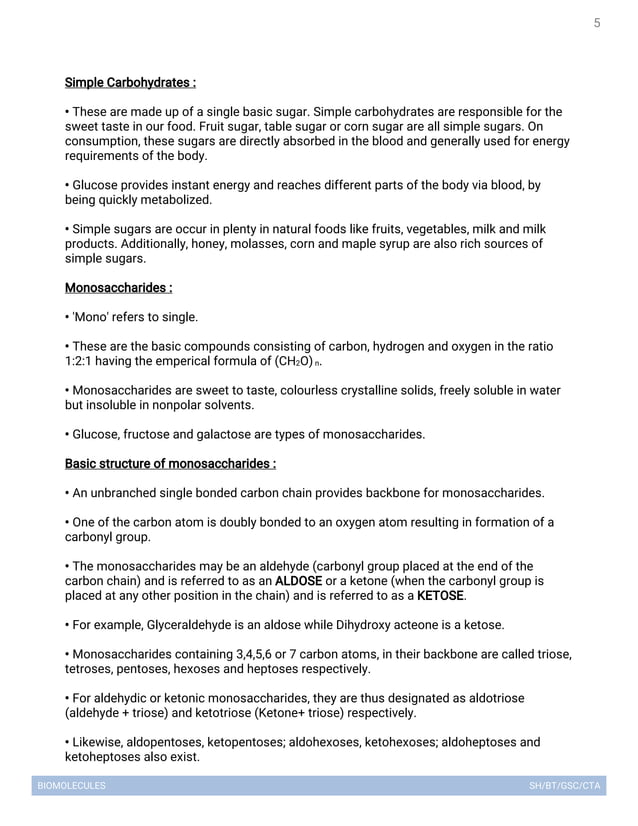 Biomolecules lecture notes | PDF