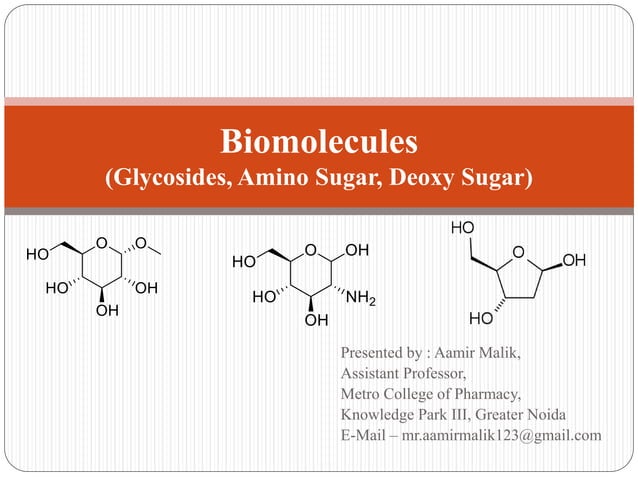 Biomolecules - Glycoside, Amino sugar, Deoxy sugar | PPTX | Chemistry ...