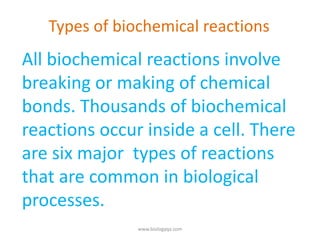 Biomolecules and biochemical reactions | PPTX