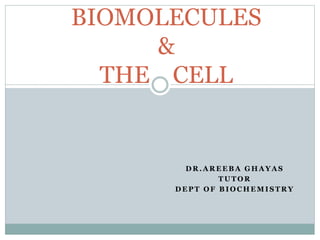 Biomolecules and the cell MEMBRANE, TRANSPORT SYSTEM | PPTX