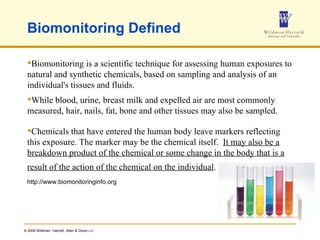 Biomonitoring: Its Expanding Role in Public Health Evaluations and ...