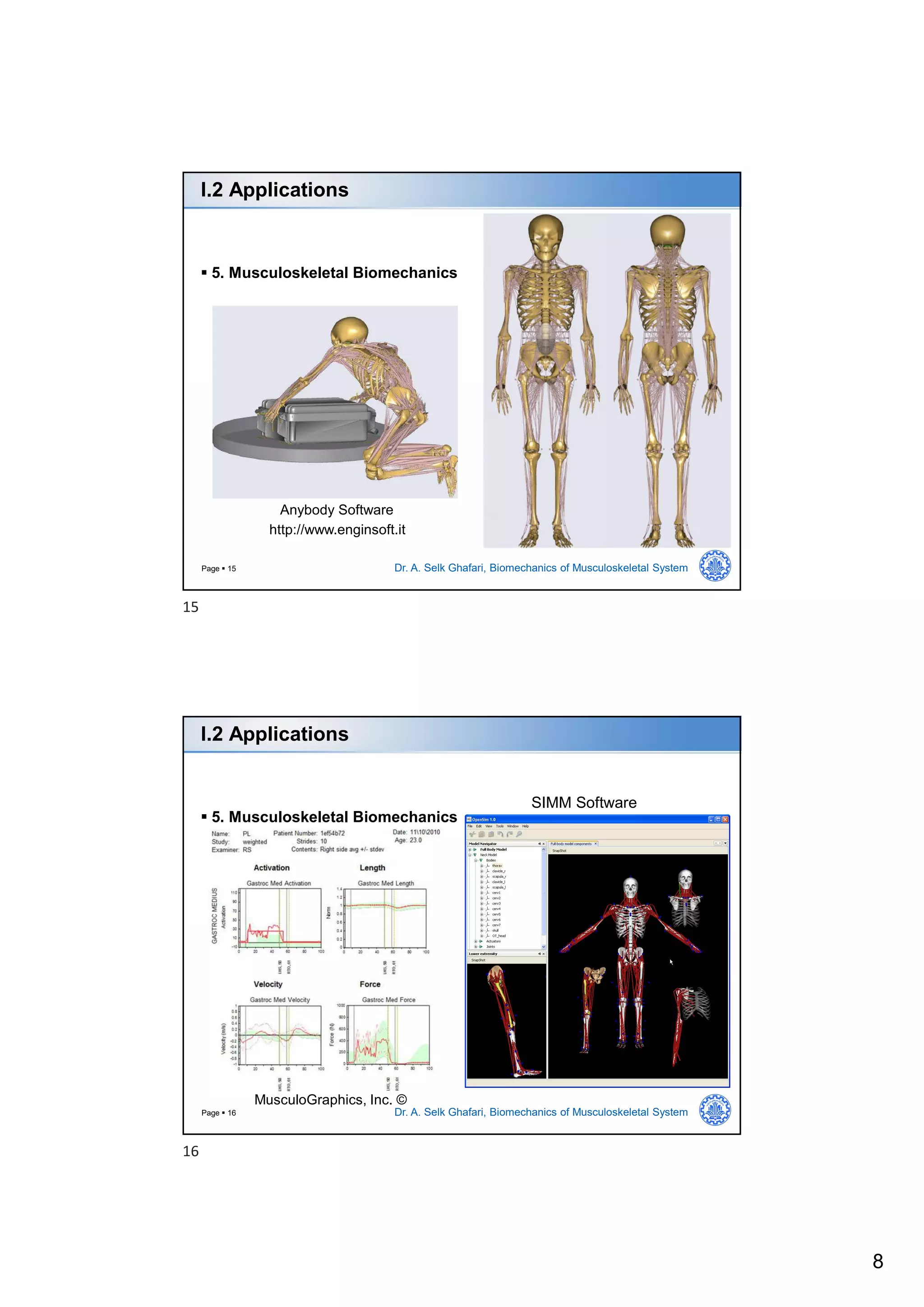 Dr. Ali Selk Ghafari: Biomechanics of Musculoskeletal System ...