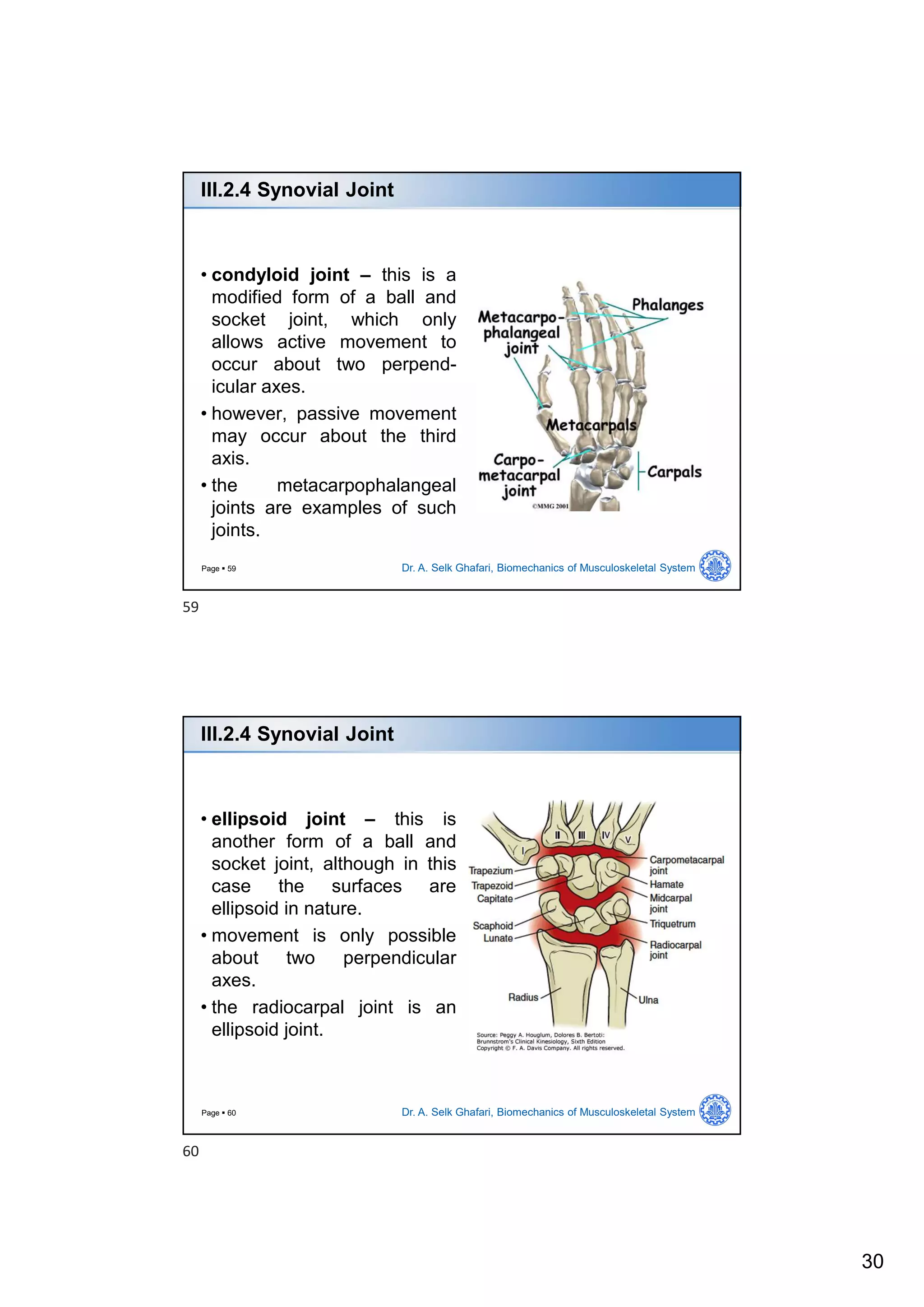 Dr. Ali Selk Ghafari: Biomechanics of Musculoskeletal System ...