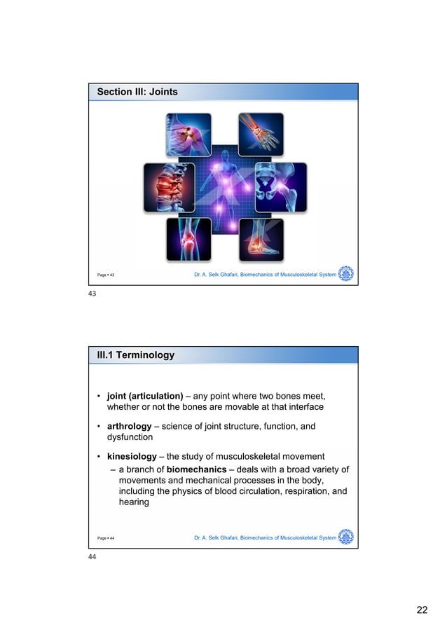 Dr. Ali Selk Ghafari: Biomechanics of Musculoskeletal System ...