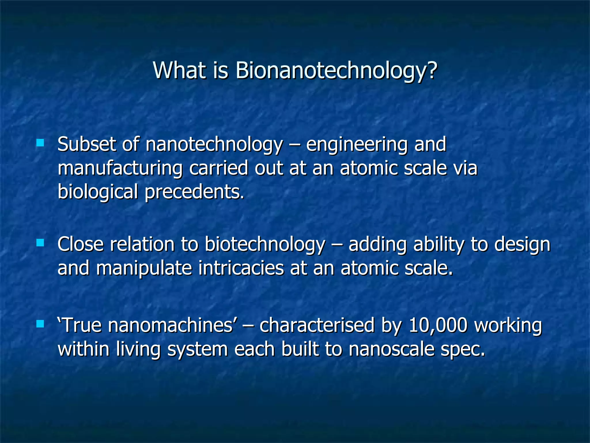 Bionanotechnology Presentation Syed Rehman | PPT