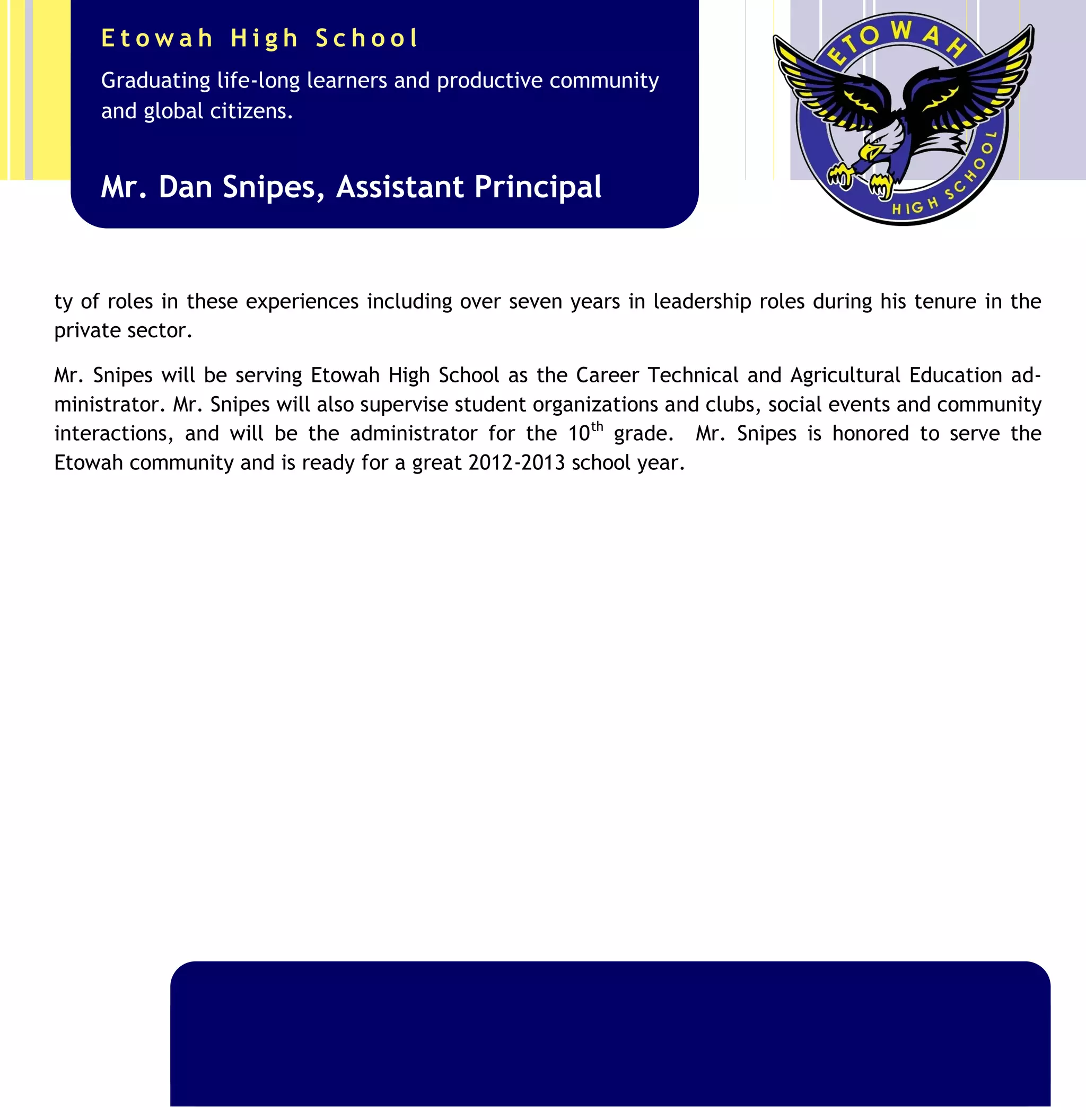 Mr. Dan Snipes, Assistant Principal | PDF