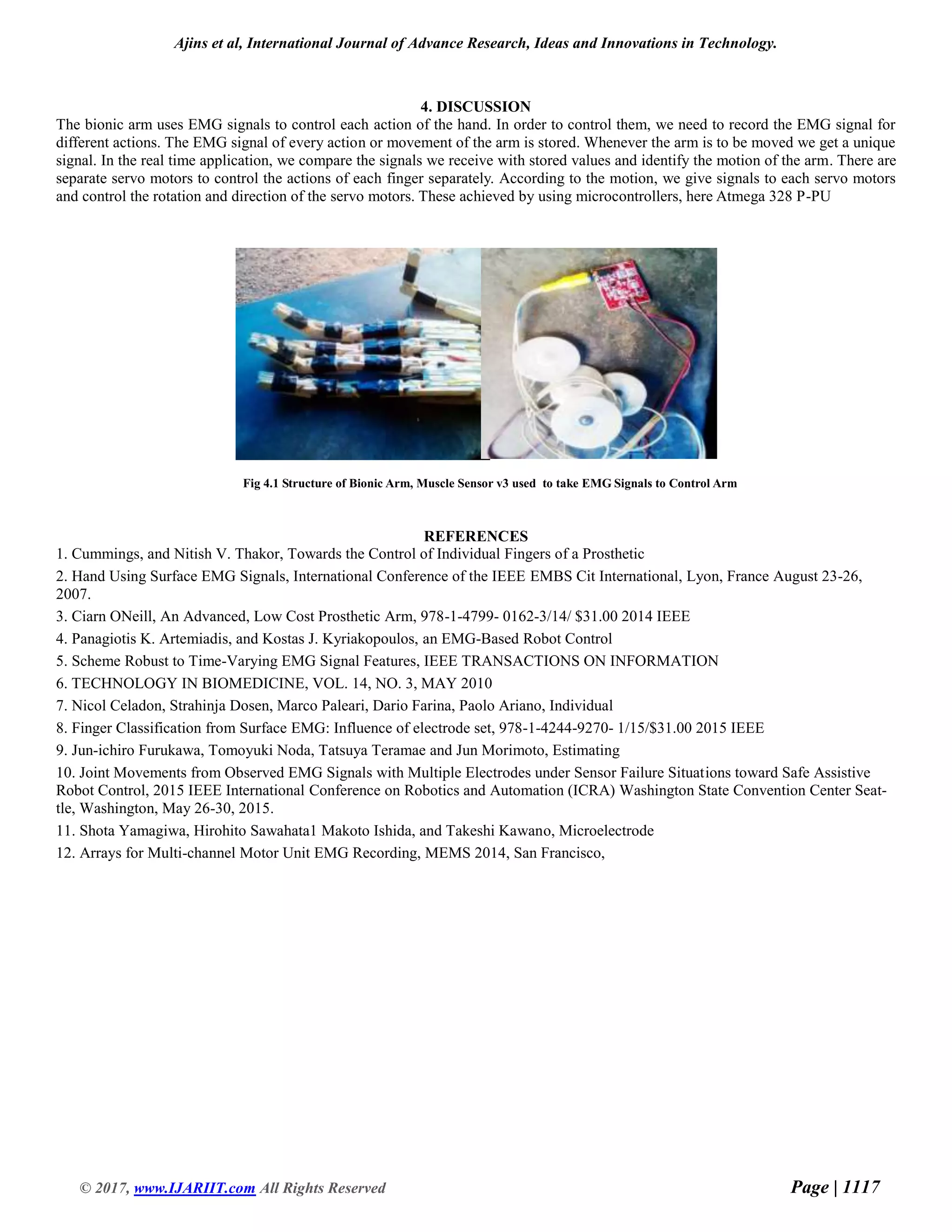 Bionic arm using muscle sensor v3 | PDF