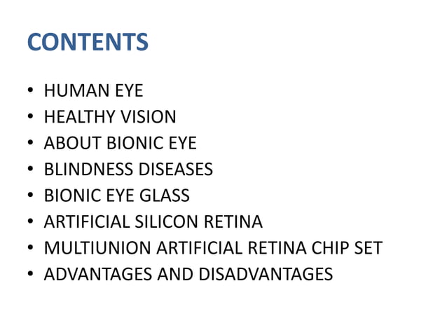 Bionic eye glass | PPT