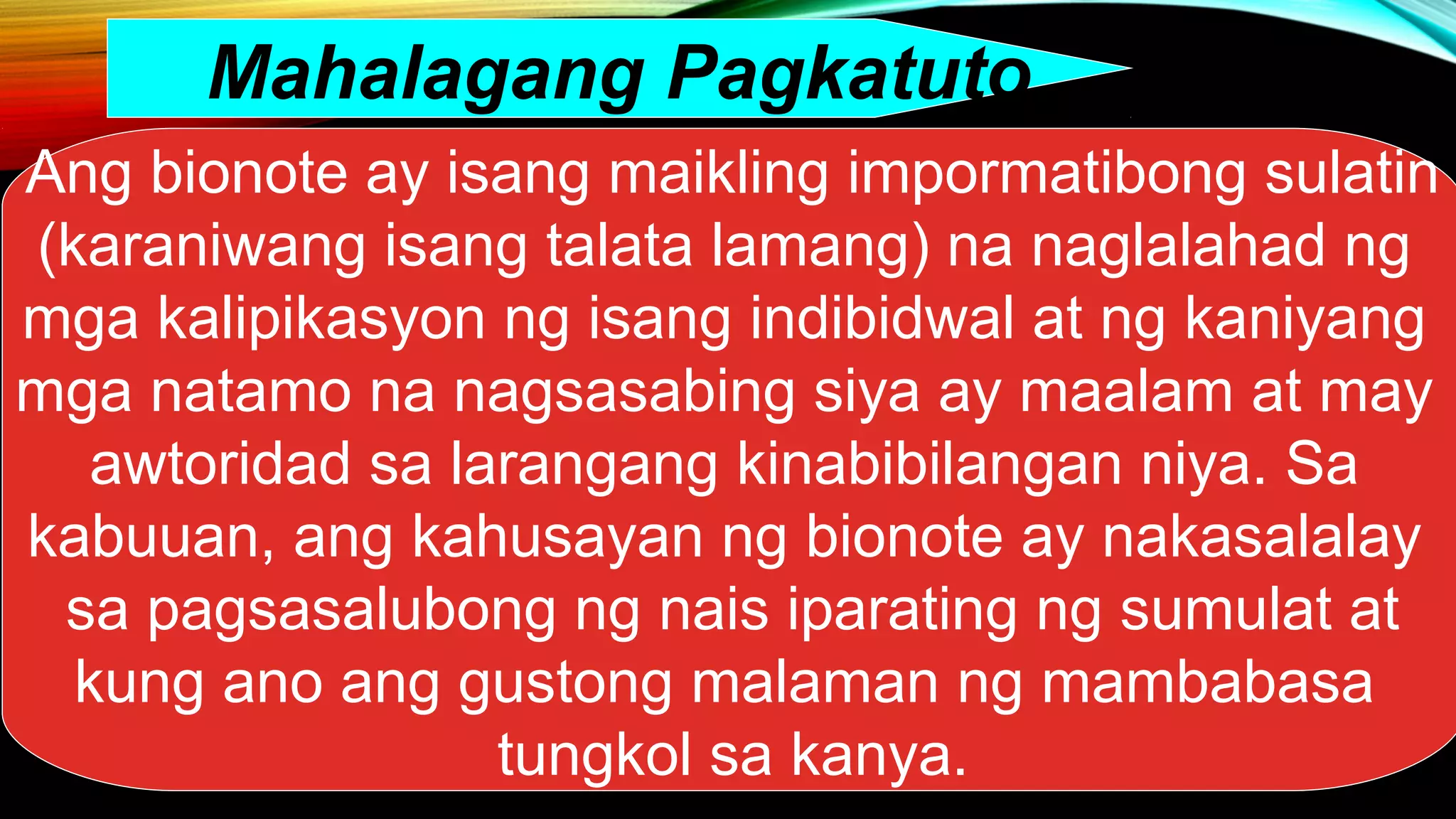 Pagsulat11_Bionote | PPT