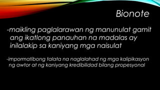 Pagsulat11_Bionote | PPT