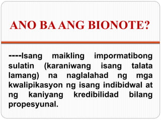 Bionote | PPTX