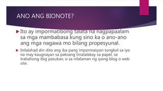 Bionote | PPTX