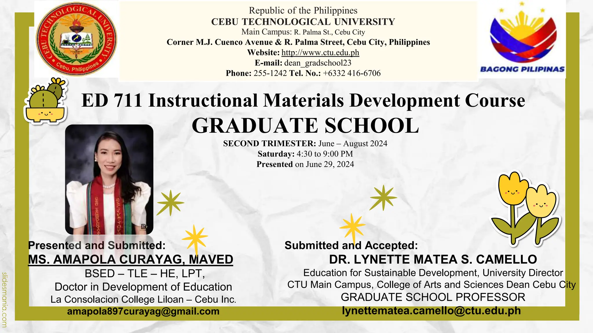 A SAMPLE BIONOTE FOR DOCTOR IN DEVELOPMENT OF EDUCATION COURSE ...