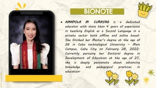 A SAMPLE BIONOTE FOR DOCTOR IN DEVELOPMENT OF EDUCATION COURSE ...