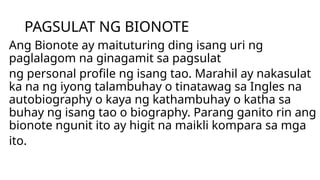 BIONOTE.pptx............................ | PPTX