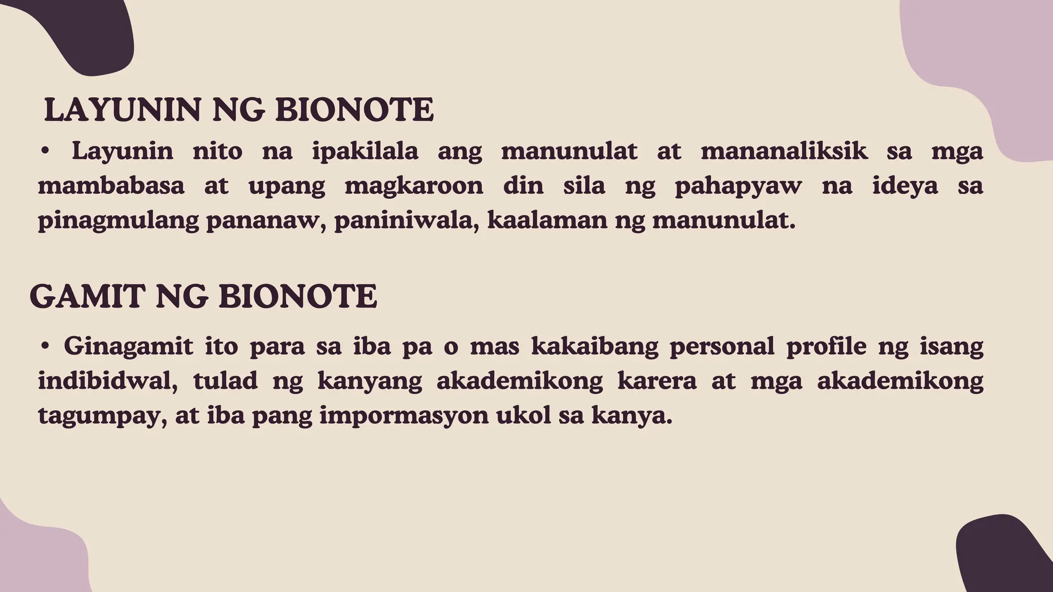 Ang Bionote (Filipino sa Piling Larangan) | PDF