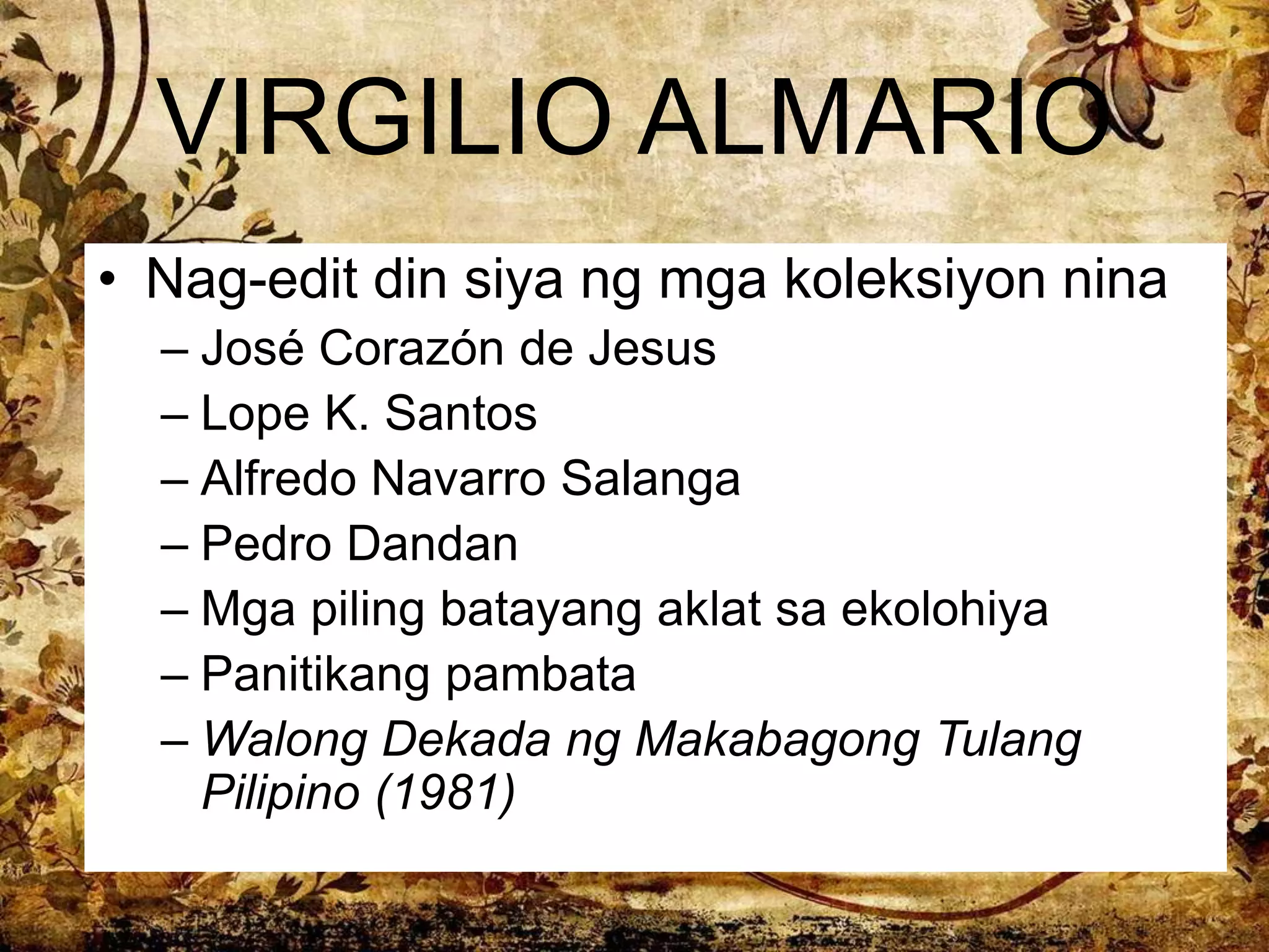 Bionote nina bienvenido lumbera at virgilio almario | PPTX