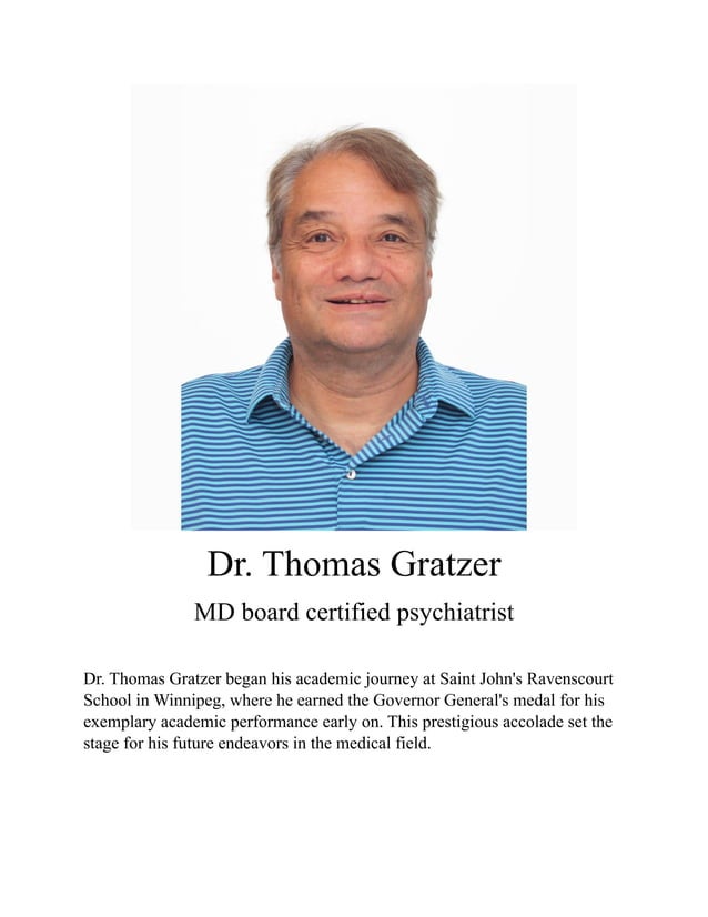 Biography of Dr. Thomas Gratzer | MD board certified psychiatrist | DOCX