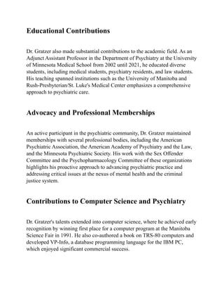 Biography of Dr. Thomas Gratzer | MD board certified psychiatrist | DOCX