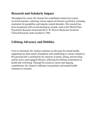 Biography of Dr. Thomas Gratzer | MD board certified psychiatrist | DOCX
