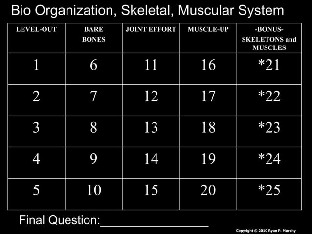 Skeletal System, Muscular System, and Biological Organization ...