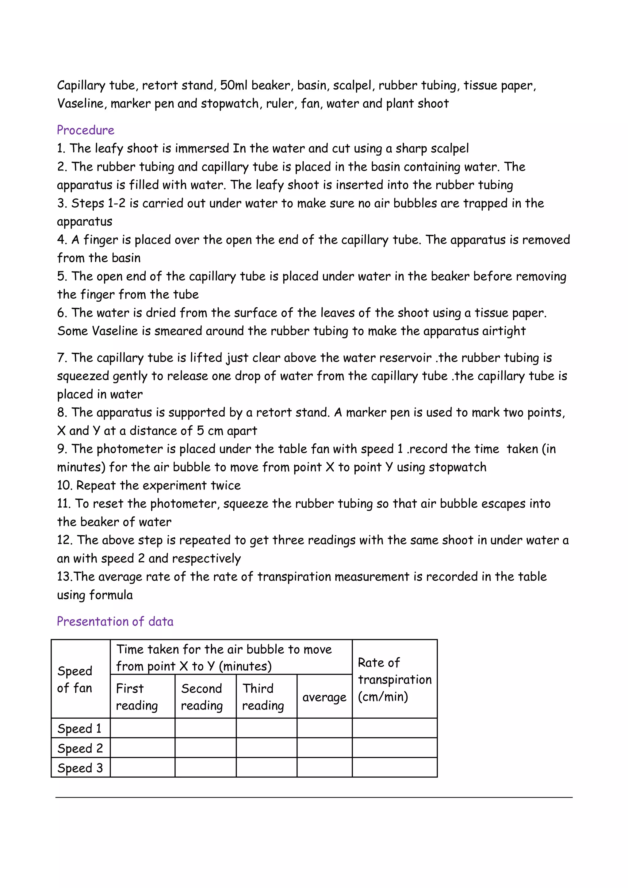 Biology SPM paper 3 experiment | PDF