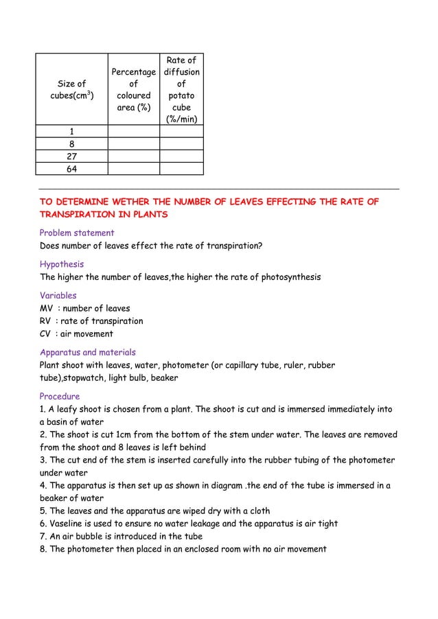Biology SPM paper 3 experiment | PDF | Chemistry | Science
